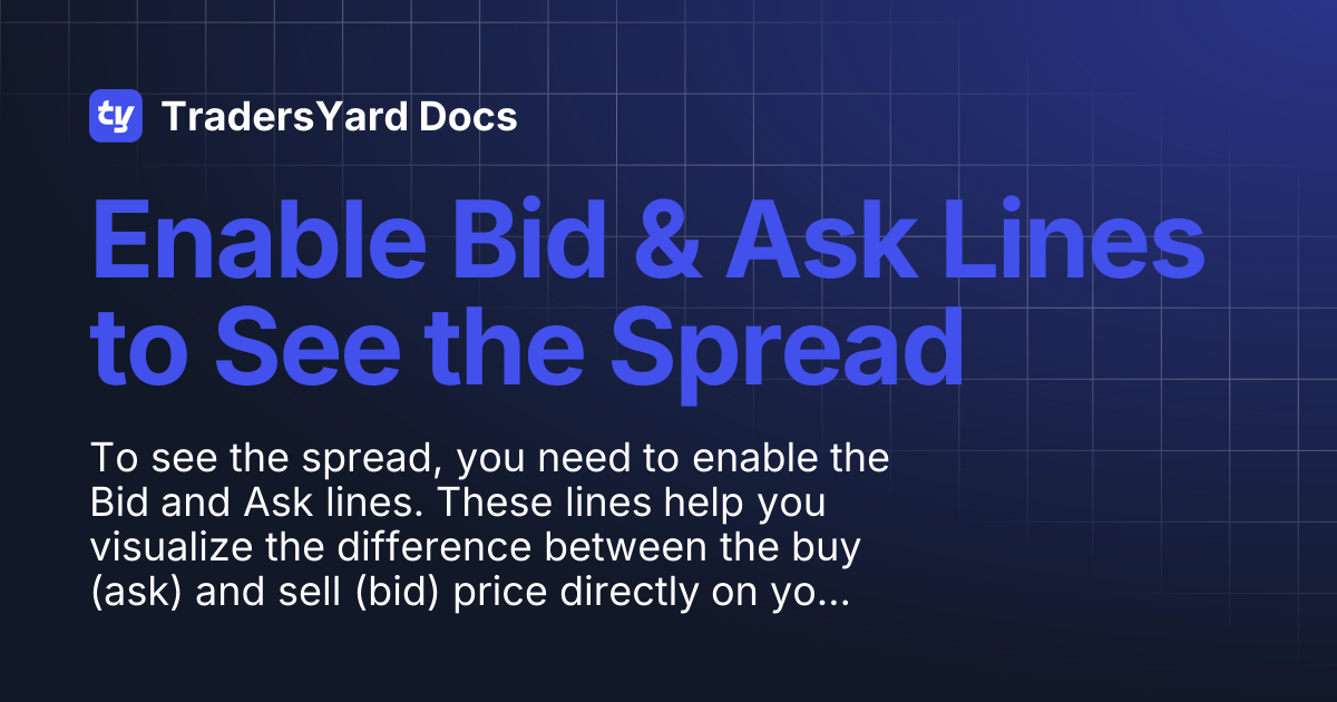 Enable Bid & Ask Lines to See the Spread | TradersYard Docs